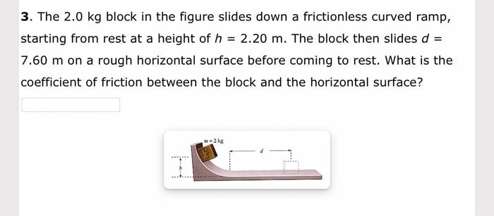Solved 3. The 2.0 kg block in the figure slides down a | Chegg.com