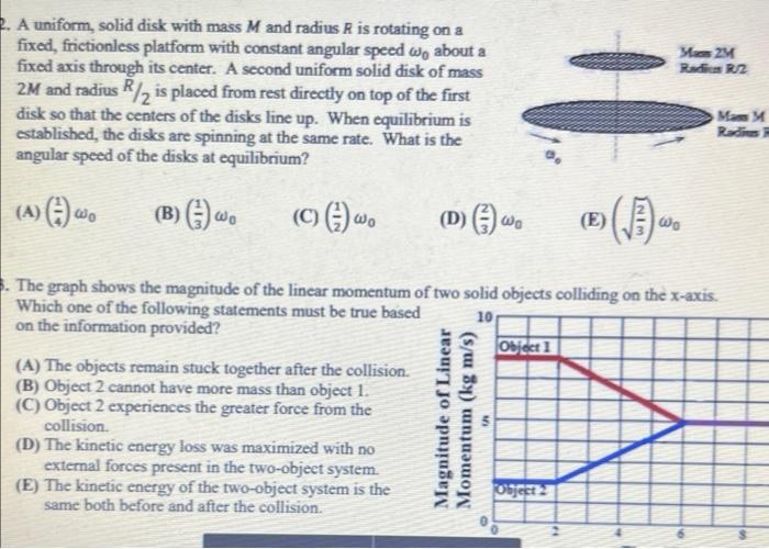 Solved A uniform, solid disk with mass M and radius R is | Chegg.com