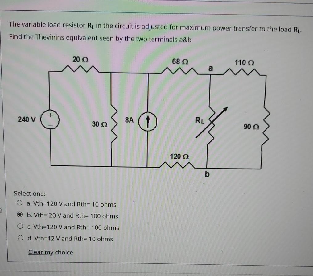 Solved The variable load resistor RL in the circuit is | Chegg.com