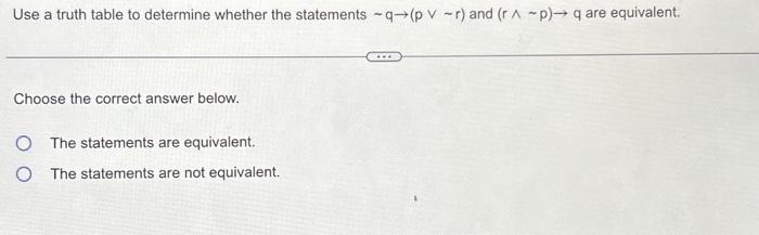 Solved Use a truth table to determine whether the statements | Chegg.com