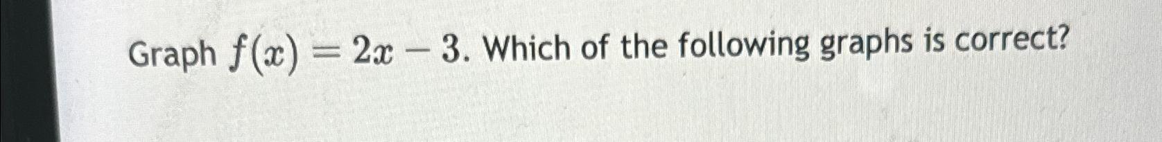 Solved Graph f(x)=2x-3. ﻿Which of the following graphs is | Chegg.com