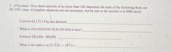 Solved 3. (10 points) Give short answers of no more than 160 | Chegg.com