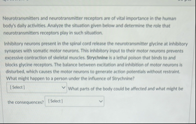 Solved Neurotransmitters and neurotransmitter receptors are | Chegg.com