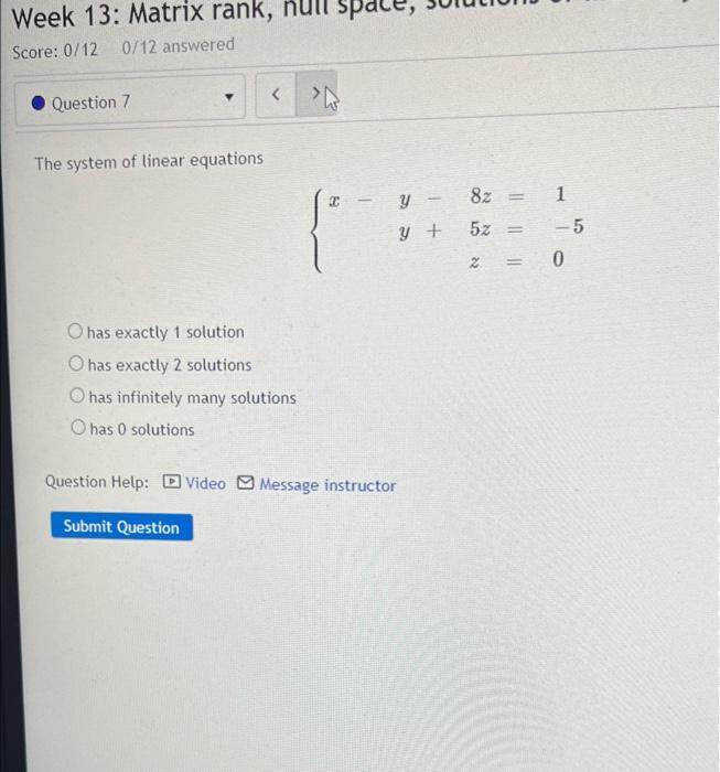 Solved Week 13: Matrix rank, null space, solut Score: | Chegg.com