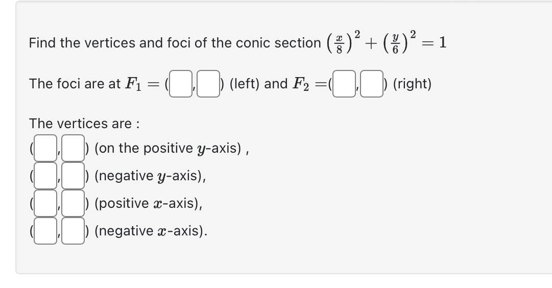 Solved Find the vertices and foci of the conic section | Chegg.com