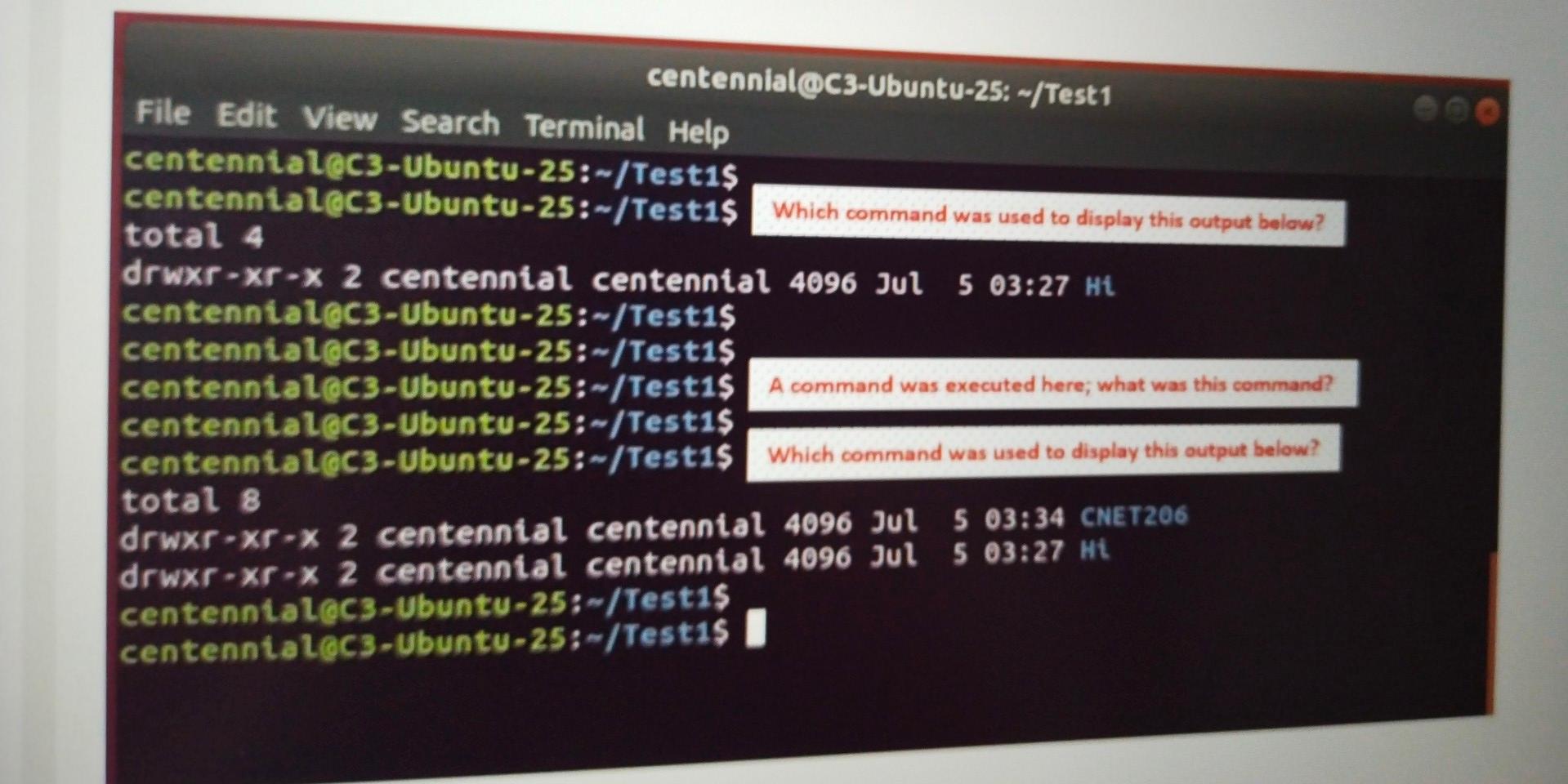 Solved centennial@C3-Ubuntu-25:-/Test1 File Edit View Search | Chegg.com