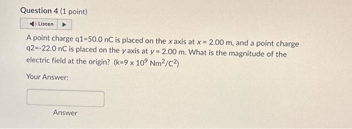 Solved A point charge q1=50.0nC is placed on the x axis at | Chegg.com