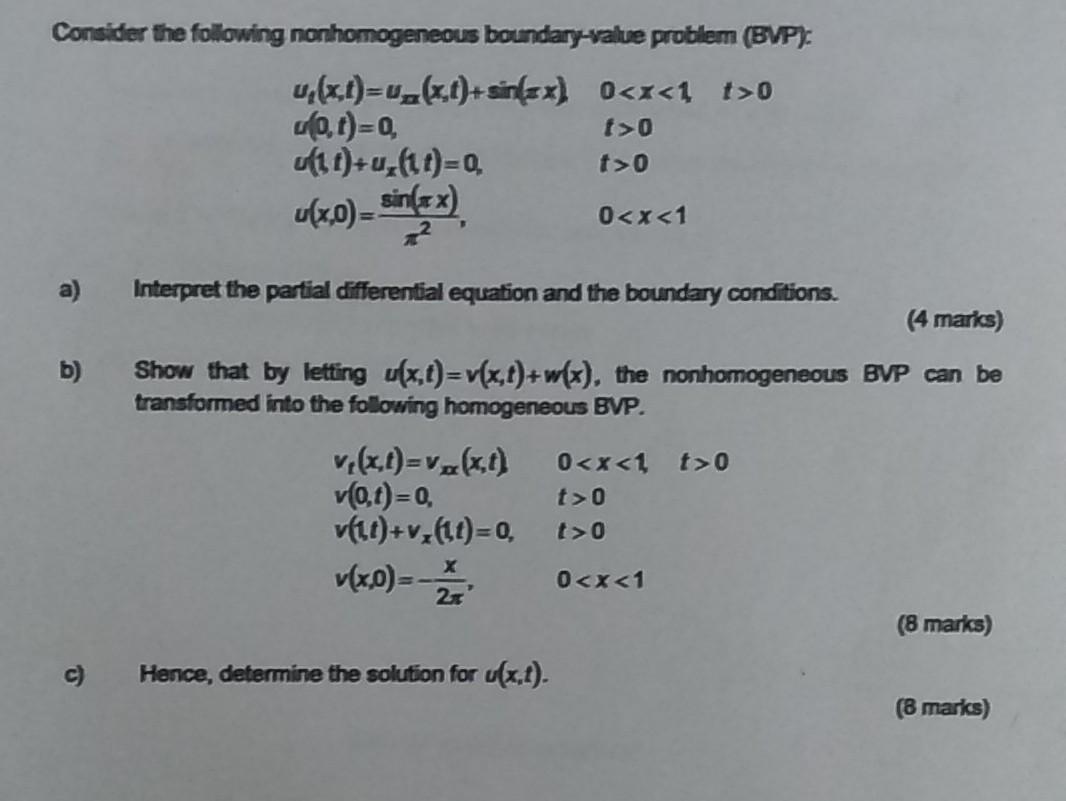 Solved Consider the following nonhomogeneous boundary-value | Chegg.com