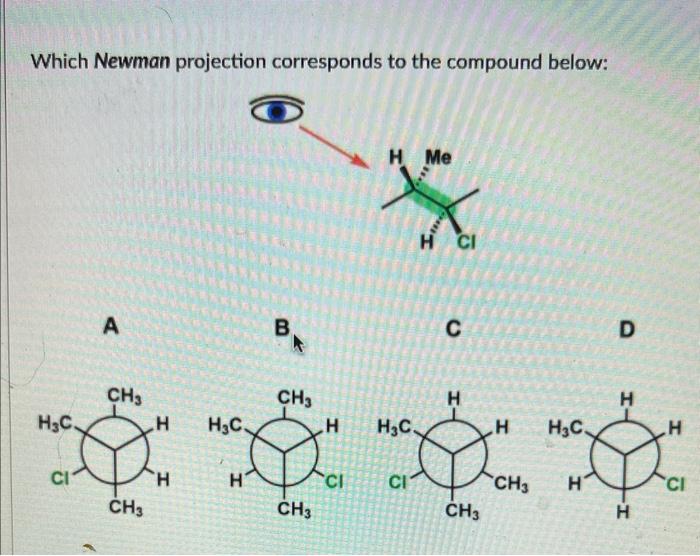 Solved Which Newman projection corresponds to the compound | Chegg.com