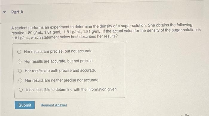 Solved Part A A student performs an experiment to determine | Chegg.com
