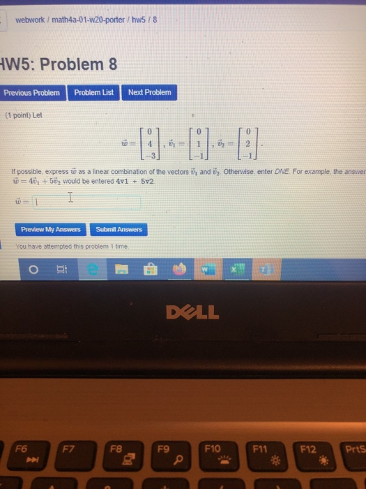 Solved webwork/math4a-01-W20-porter / hw5 / 8 HW5: Problem 8 | Chegg.com