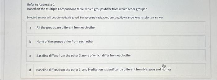 Solved Refer to Appendix . Based on the Multiple Comparisons | Chegg.com