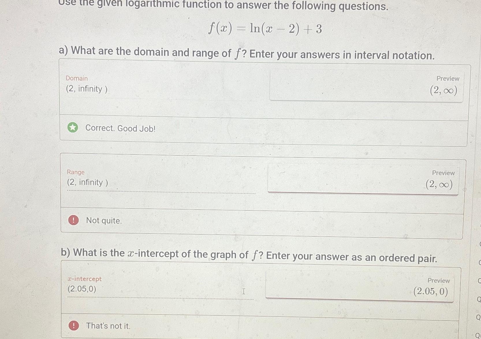 Solved given logarithmic function to answer the following | Chegg.com