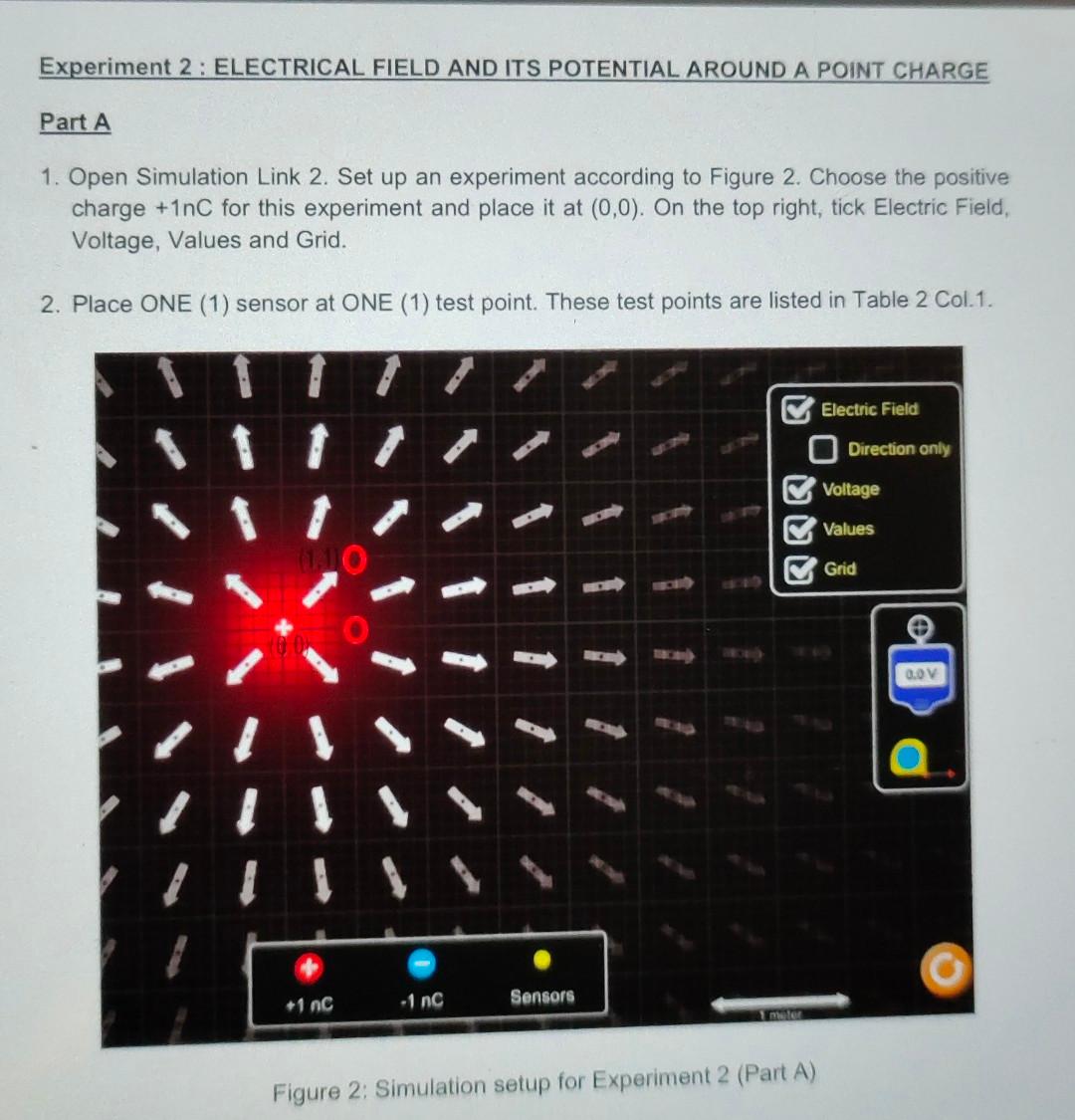 Solved Experiment 2: ELECTRICAL FIELD AND ITS POTENTIAL | Chegg.com