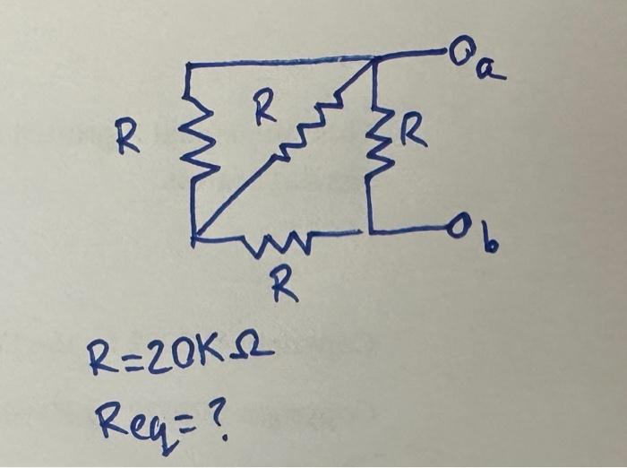 Solved Each resistor is 20k-Ohm, what is the equivalent | Chegg.com