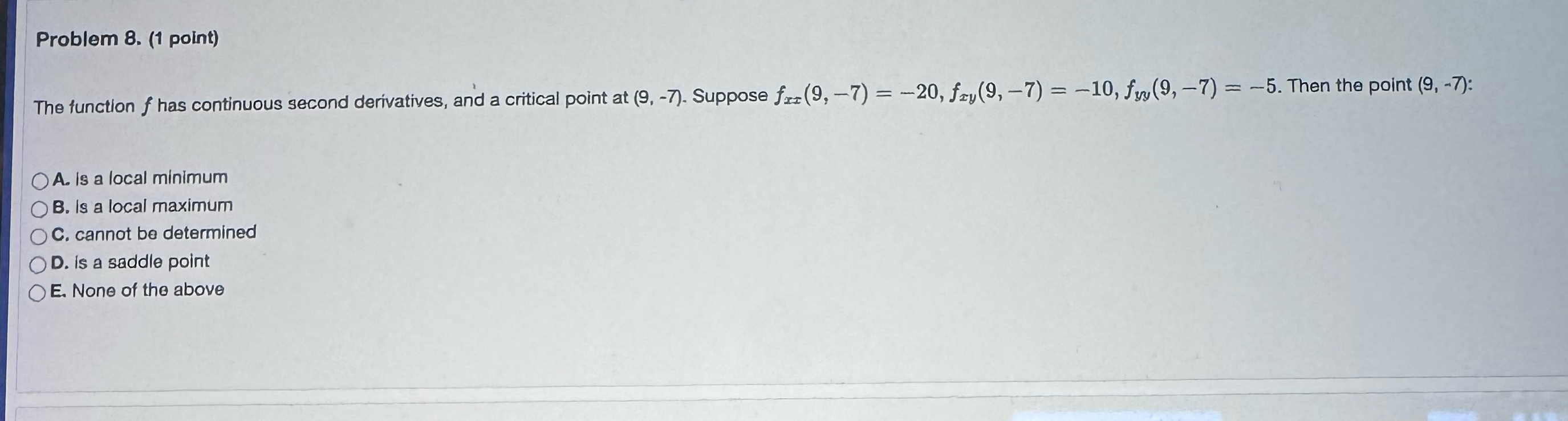 Solved Problem 8. (1 ﻿point)The function f ﻿has continuous | Chegg.com