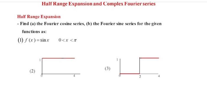 Solved Half Range Expansion and Complex Fourier series Half | Chegg.com