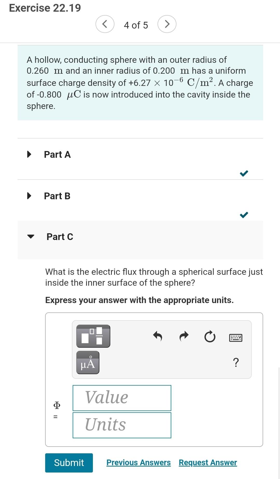 Solved Exercise 22.19 4 of 5 A hollow, conducting sphere | Chegg.com