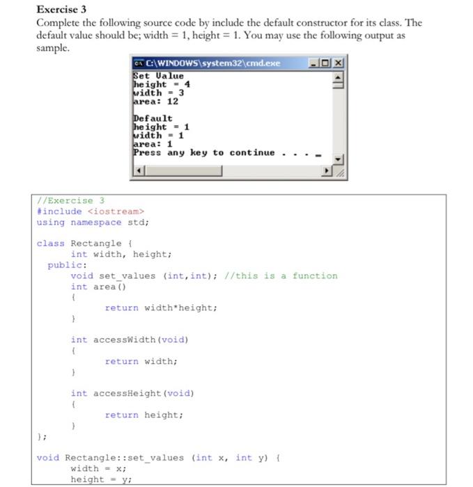 Solved Exercise 3 Complete the following source code by | Chegg.com