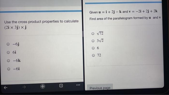 Solved Use the cross product properties to calculate (21 × | Chegg.com