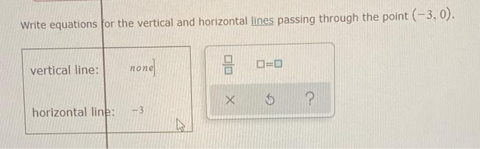 Solved Write equations for the vertical and horizontal lines | Chegg.com