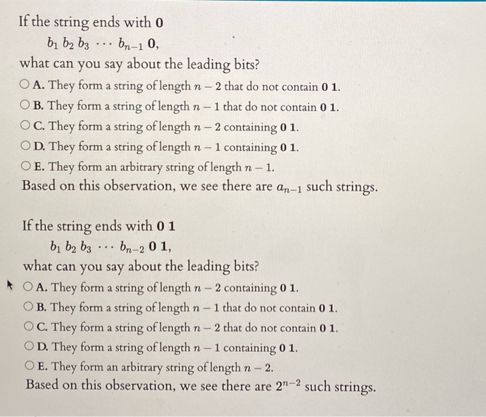Let an be the number of bit strings of length n that | Chegg.com