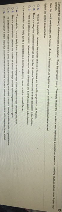 Solved Consider the following statement about a correlation | Chegg.com