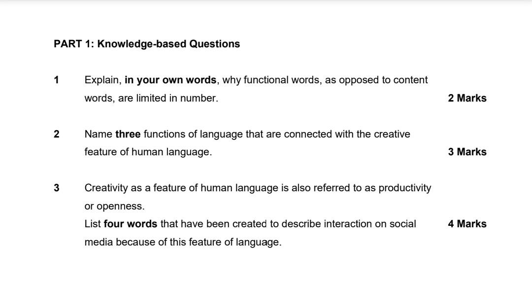 PART 1: Knowledge-based Questions 1 Explain, in your | Chegg.com