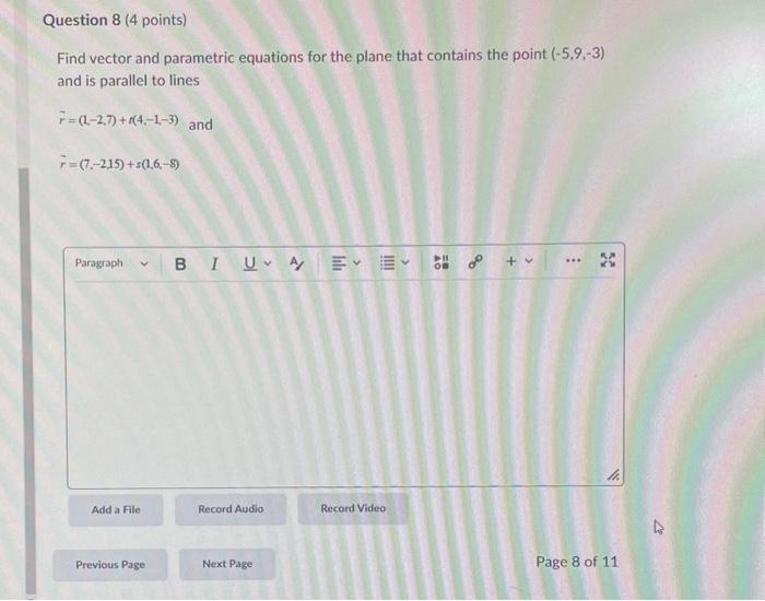 Solved Find vector and parametric equations for the plane | Chegg.com