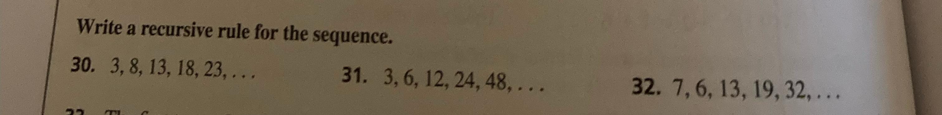 Solved Write a recursive rule for the | Chegg.com