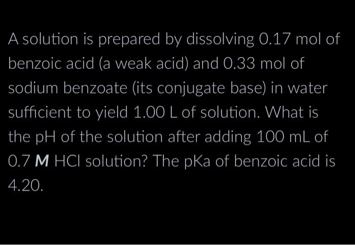 Solved A solution is prepared by dissolving 0.17 mol of | Chegg.com