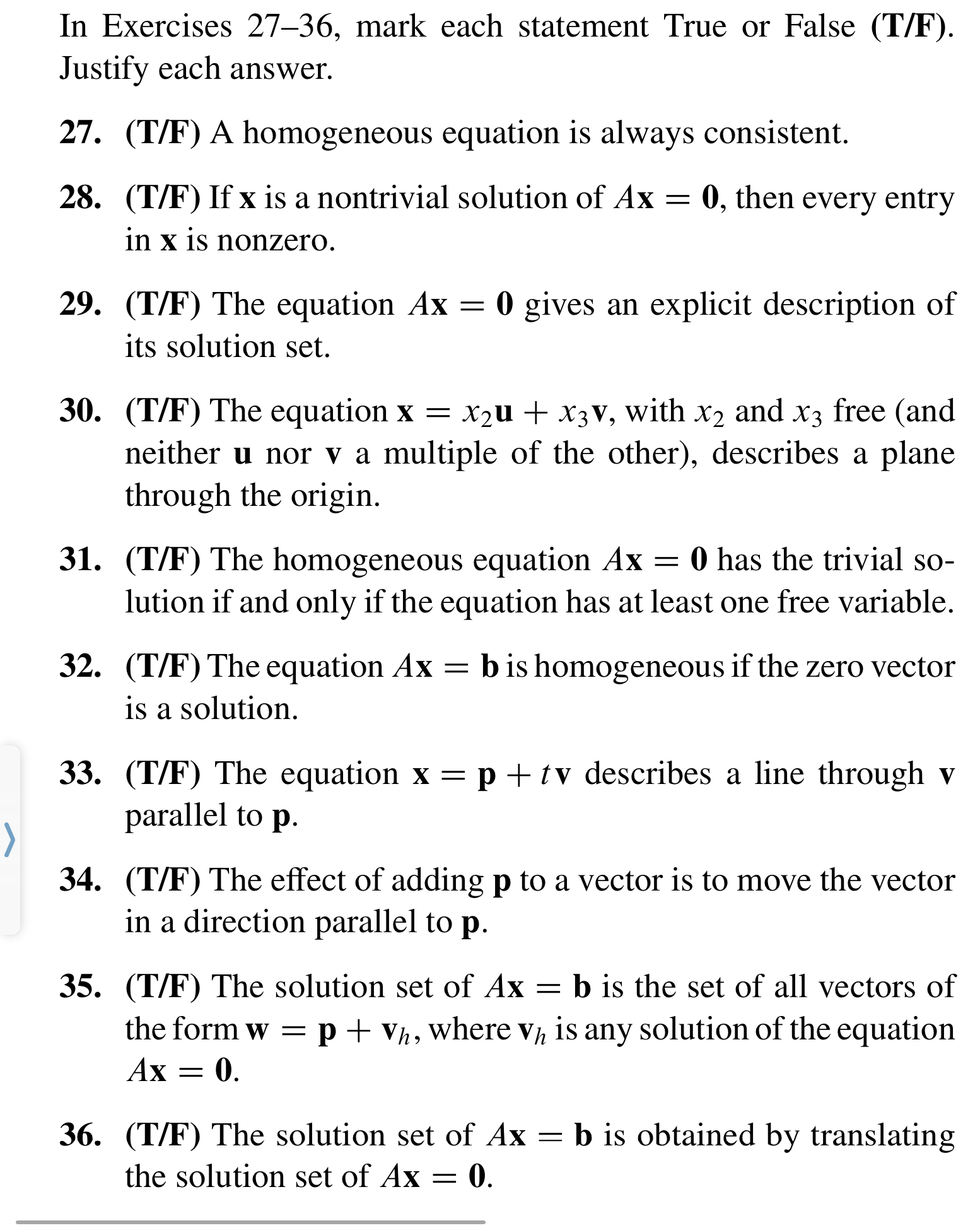 Solved In Exercises 27-36, ﻿mark each statement True or | Chegg.com