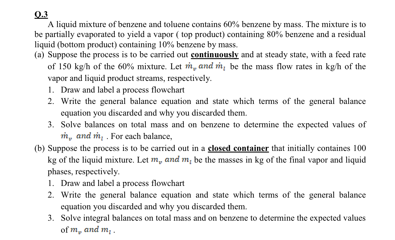Solved 0.3A liquid mixture of benzene and toluene contains | Chegg.com
