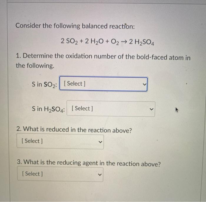 Solved Consider the following balanced reaction: 2 SO2 + 2 | Chegg.com
