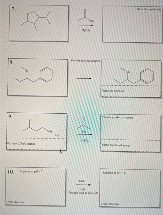 Solved 7. Draw the product(s) Provide missing reagent 10. | Chegg.com