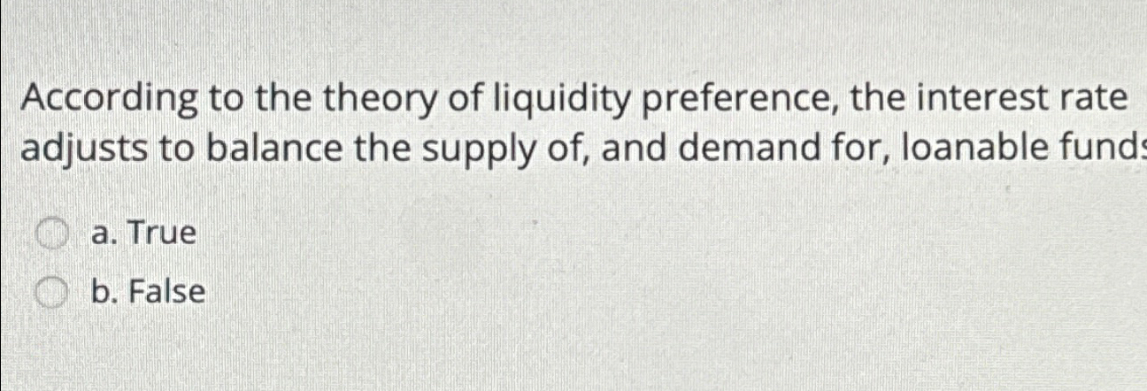 Solved According to the theory of liquidity preference, the | Chegg.com