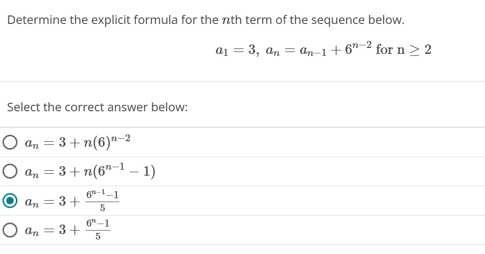 Solved Determine the explicit formula for the nth term of | Chegg.com