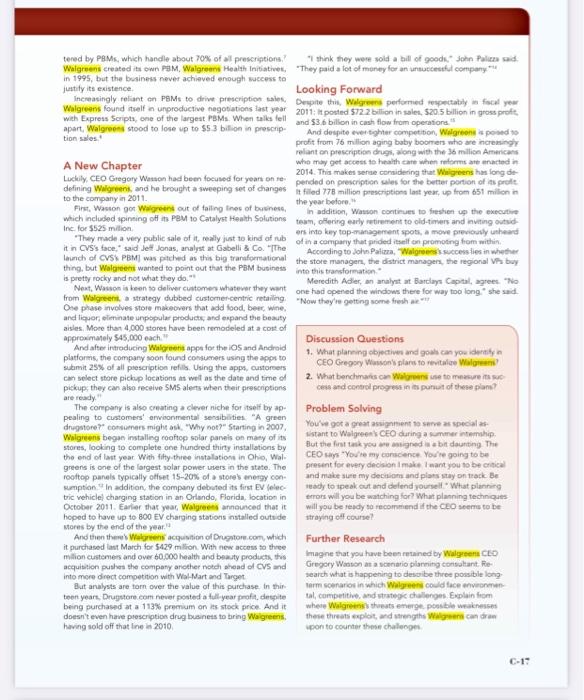 Solved Case Study 8 FOSATEN Walgreens Walgreens Staying One | Chegg.com