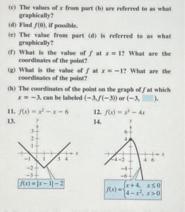 Solved In Exercises 11-14, use the given function to answer | Chegg.com