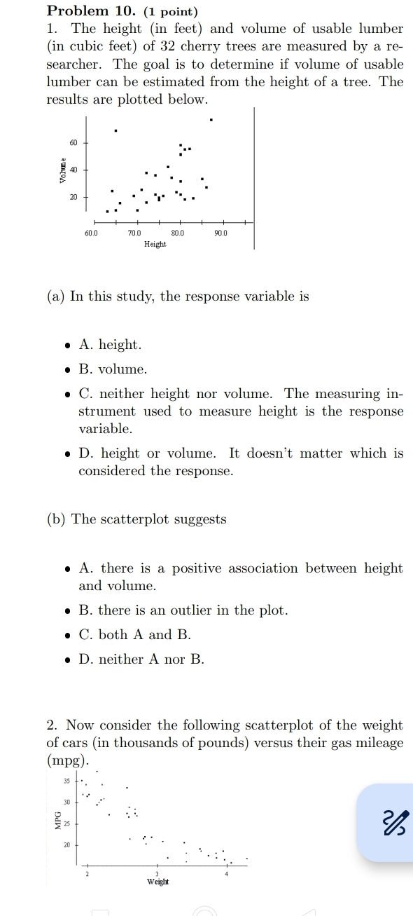 Solved Problem 10. (1 ﻿point)The height (in feet) ﻿and | Chegg.com