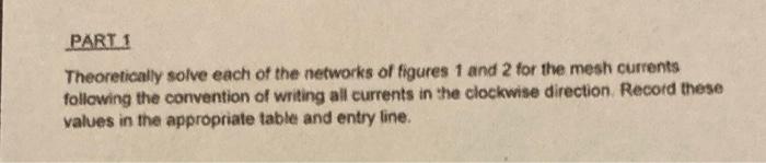 Solved PART. Theoretically solve each of the networks of | Chegg.com
