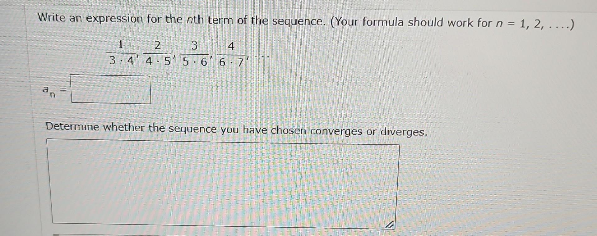 Solved Write an expression for the nth term of the sequence. | Chegg.com
