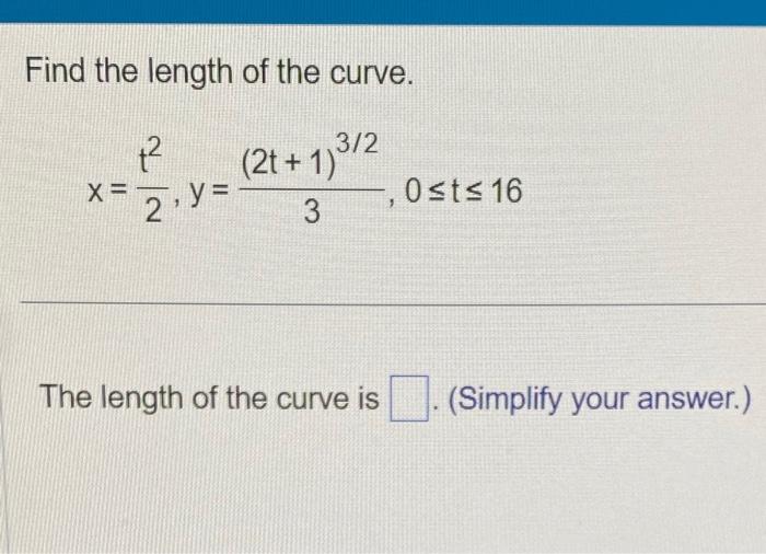 Solved Find the length of the curve. | Chegg.com
