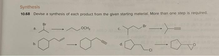 Solved 10.68 Devise a synthesis of each product from the | Chegg.com