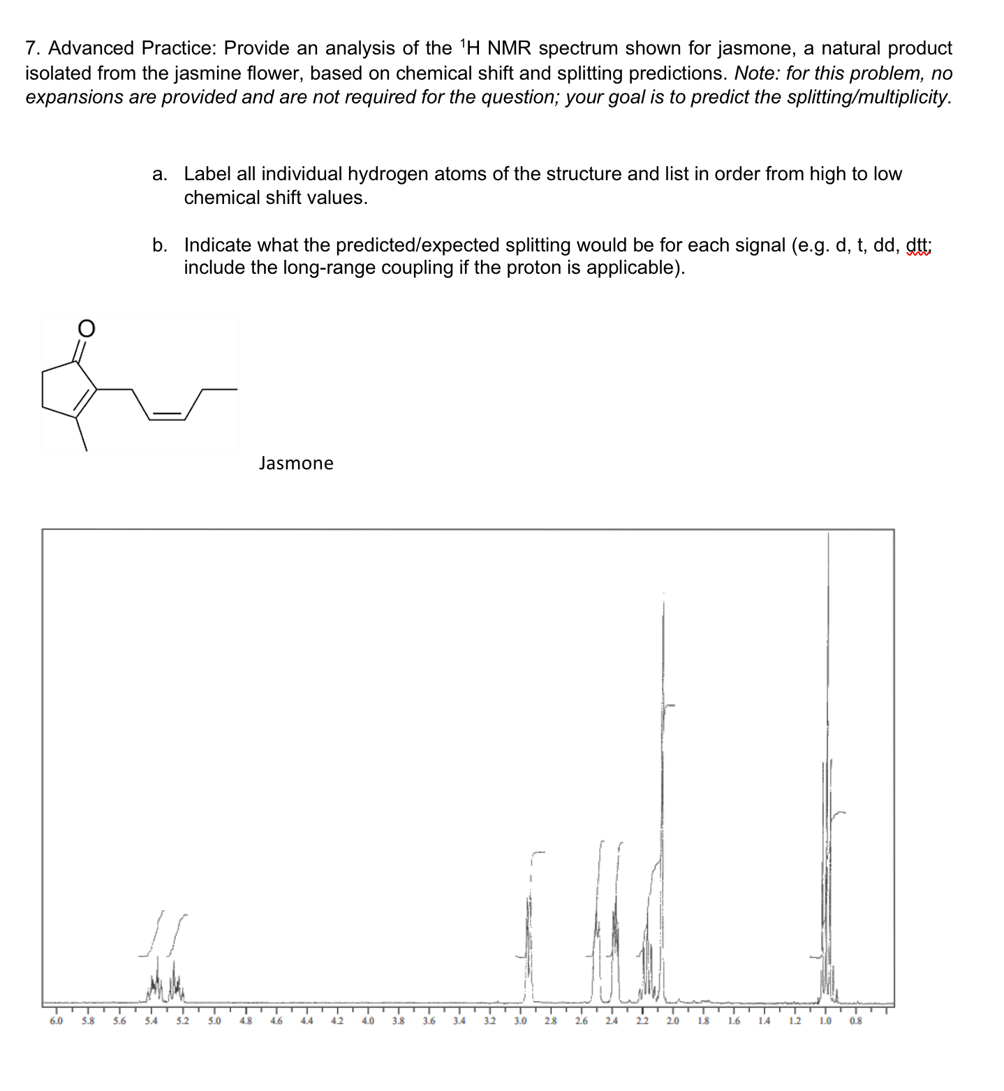 Solved Advanced Practice: Provide an analysis of the 1H NMR | Chegg.com