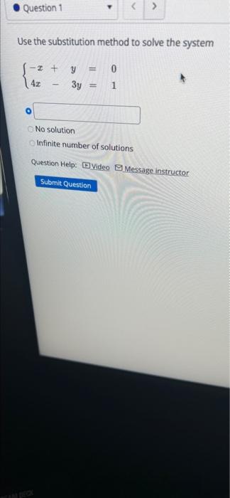 Solved Question 1 Use the substitution method to solve the | Chegg.com