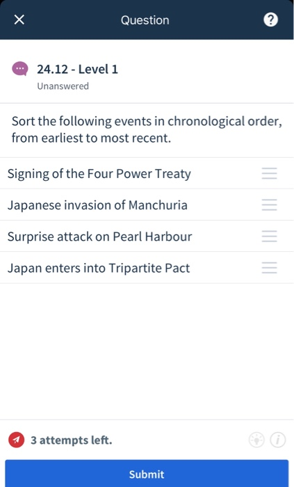 Solved Sort the following events in chronological order, | Chegg.com
