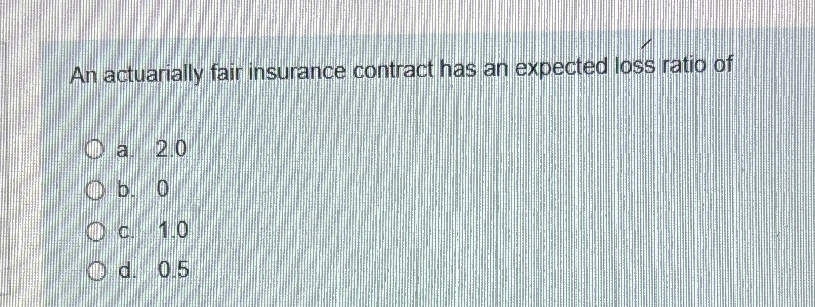 Solved An actuarially fair insurance contract has an | Chegg.com