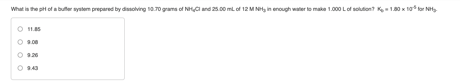 What is the pH ﻿of a buffer system prepared by | Chegg.com