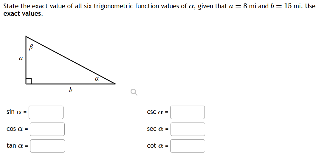 Solved State the exact value of ﻿all six trigonometric | Chegg.com